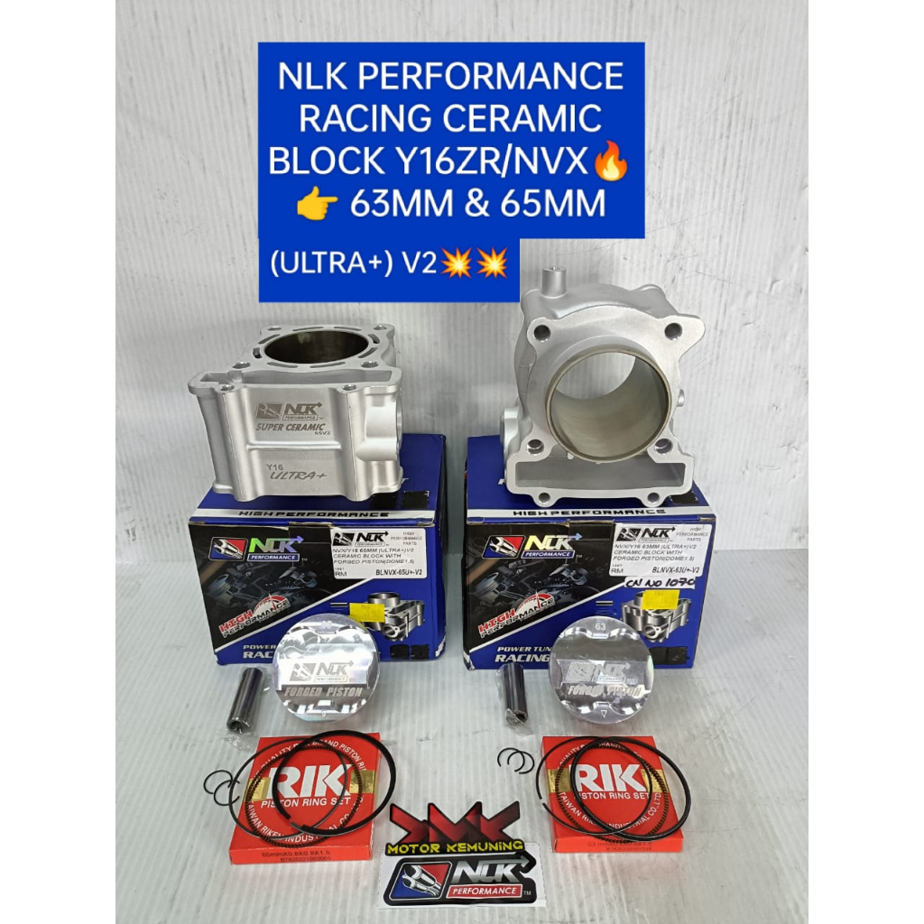 Y16 NVX155 R15 NLK PERFORMANCE RACING CERAMIC BLOCK WITH FORGED PISTON 63MM 65MM SUPER BLOCK ...