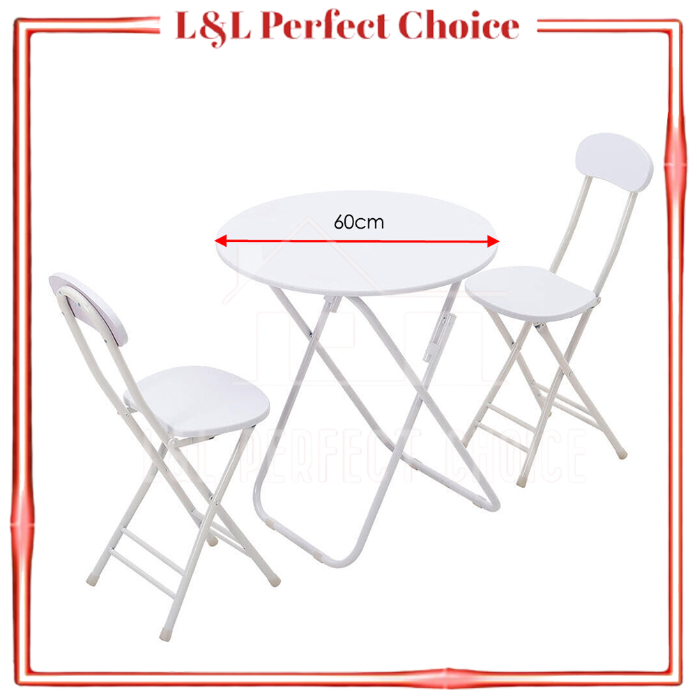 LLPERFECT Set Of Foldable Round Table + Foldable Stool / Portable ...