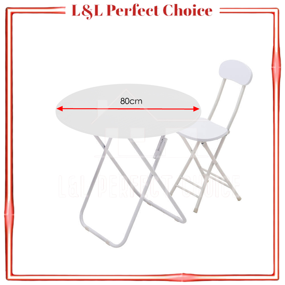 LLPERFECT Set Of Foldable Round Table + Foldable Stool / Portable ...