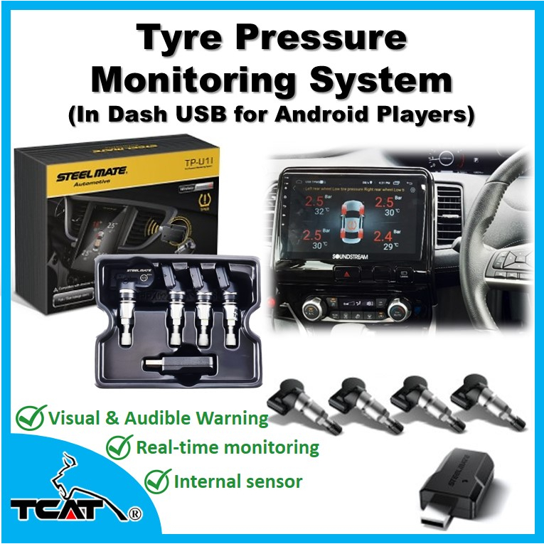 Steelmate TPMS Tyre Pressure Monitoring System USB TPMS with 4 Internal ...