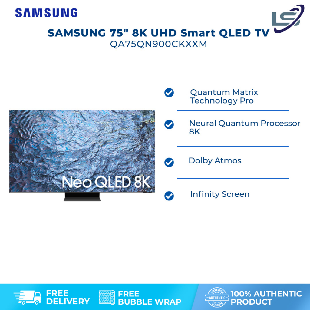 SAMSUNG 75" 8K UHD Smart QLED TV QA75QN900CKXXM | Infinity Screen ...