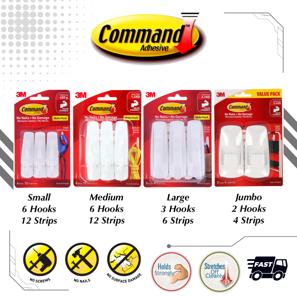 (Value Pack) 3M Command Utility Hooks Value Pack (Small / Medium ...