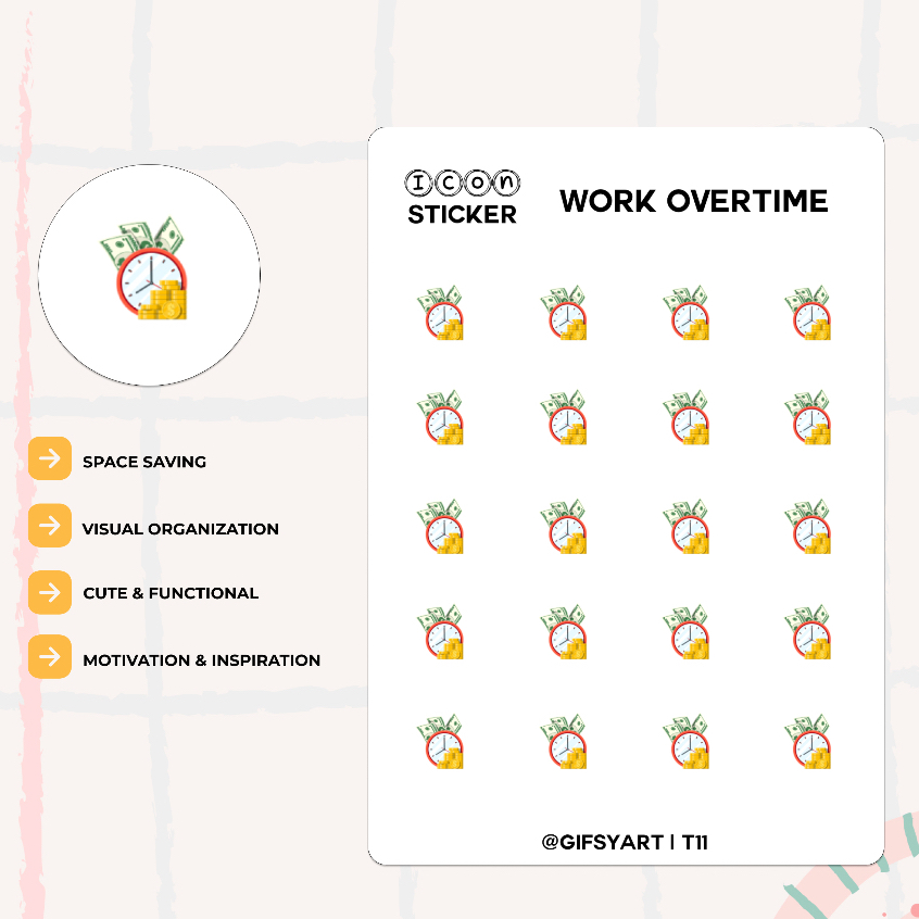 Work Overtime Icon Sticker Bujo Sticker Planner Sticker - T11 | Shopee ...