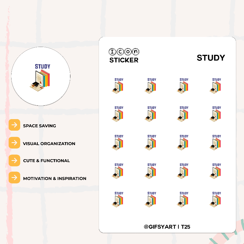 Study Tiny Icon Sticker Bujo Sticker Planner Sticker - T25 | Shopee ...