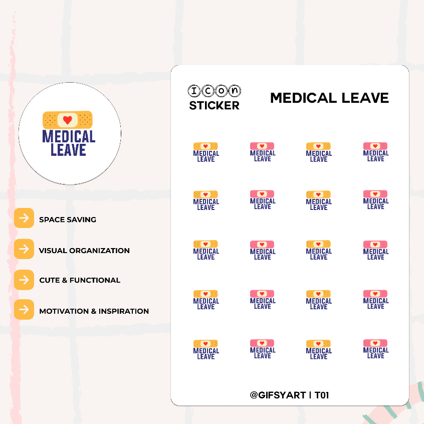 Medical Leave Tiny Icon Sticker Bujo Sticker Planner Sticker - T01 ...