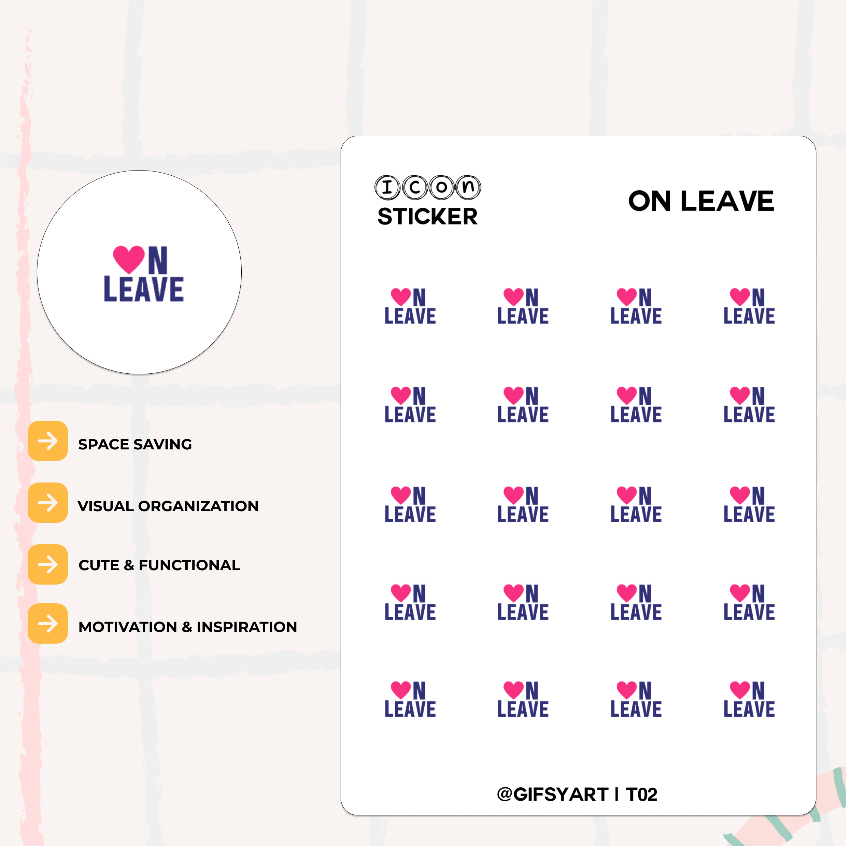 On Leave Tiny Icon Sticker Bujo Sticker Planner Sticker - T02 | Shopee ...
