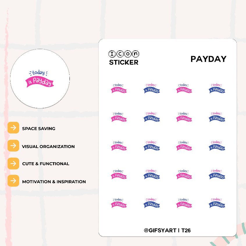 Payday Tiny Icon Sticker Bujo Sticker Planner Sticker - T26 | Shopee ...