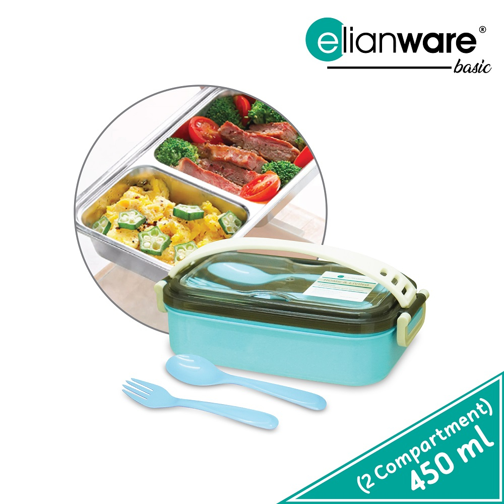 ELIANWARE SUS304 Stainless Steel Lunch Box Bento, Compartment Handle ...