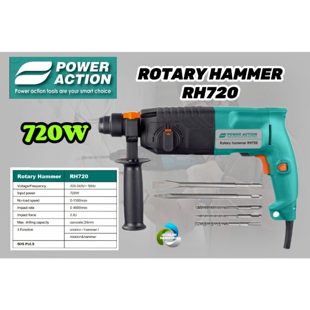 ~JS~ Power Action Rotary Hammer 850W/POWER ACTION 3IN1 ROTARY HAMMER ...
