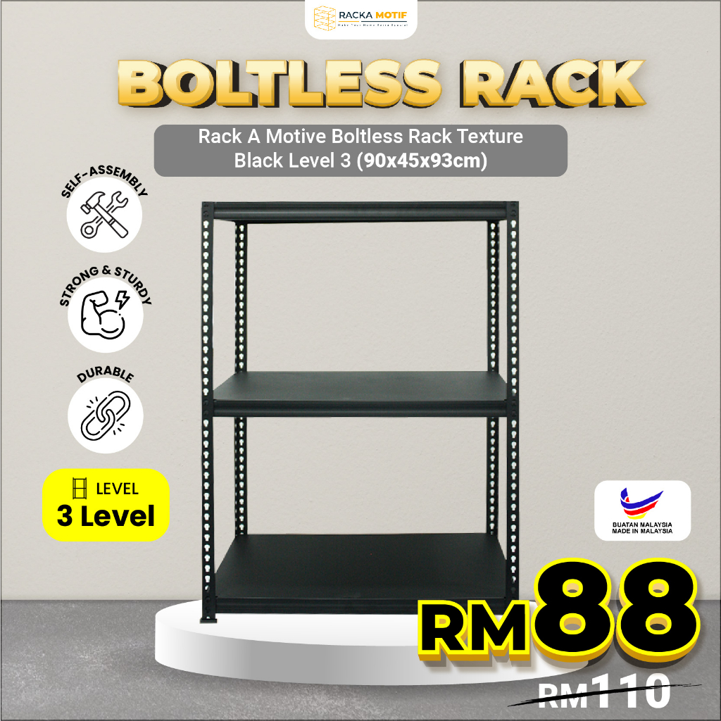 Rack A Motive Boltless Rack Texture Black Level 3 Boltless Rack Storage ...