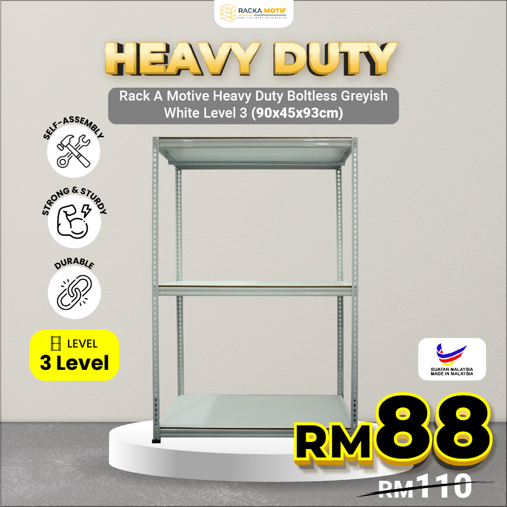 Rack A Motive Heavy Duty Boltless Greyish White - 3 Level Office ...