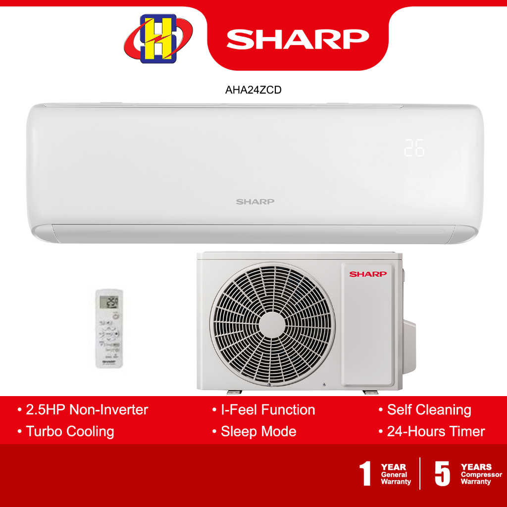 Sharp Air Conditioner (1.0HP-2.5HP) R32 Refrigerant Turbo Cooling AirCond AHA9ZCD / AHA12ZCD ...