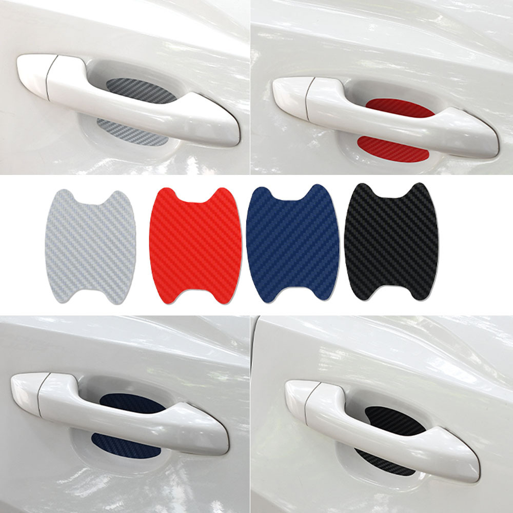(1 SET 4 PCS) Carbon Fiber Auto Car Door Handle Stickers Car Handle ...