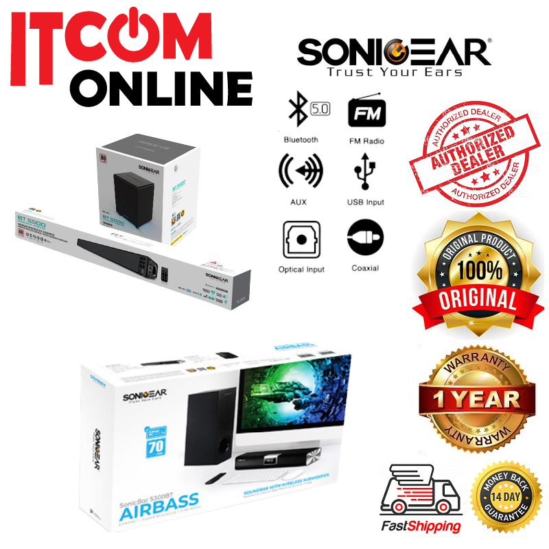 SONIC GEAR BT3500 BT5300 BT5500 BT6500 WIRELESS BLUETOOTH SOUNDBAR WITH ...