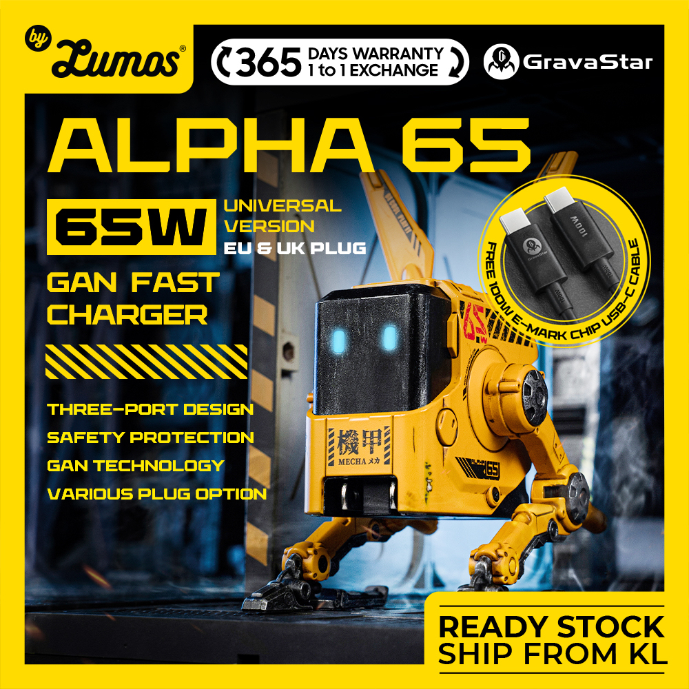 Gravastar Alpha 65w Fast Wall Charger (Gan 65w) Triple-Device Charging ...