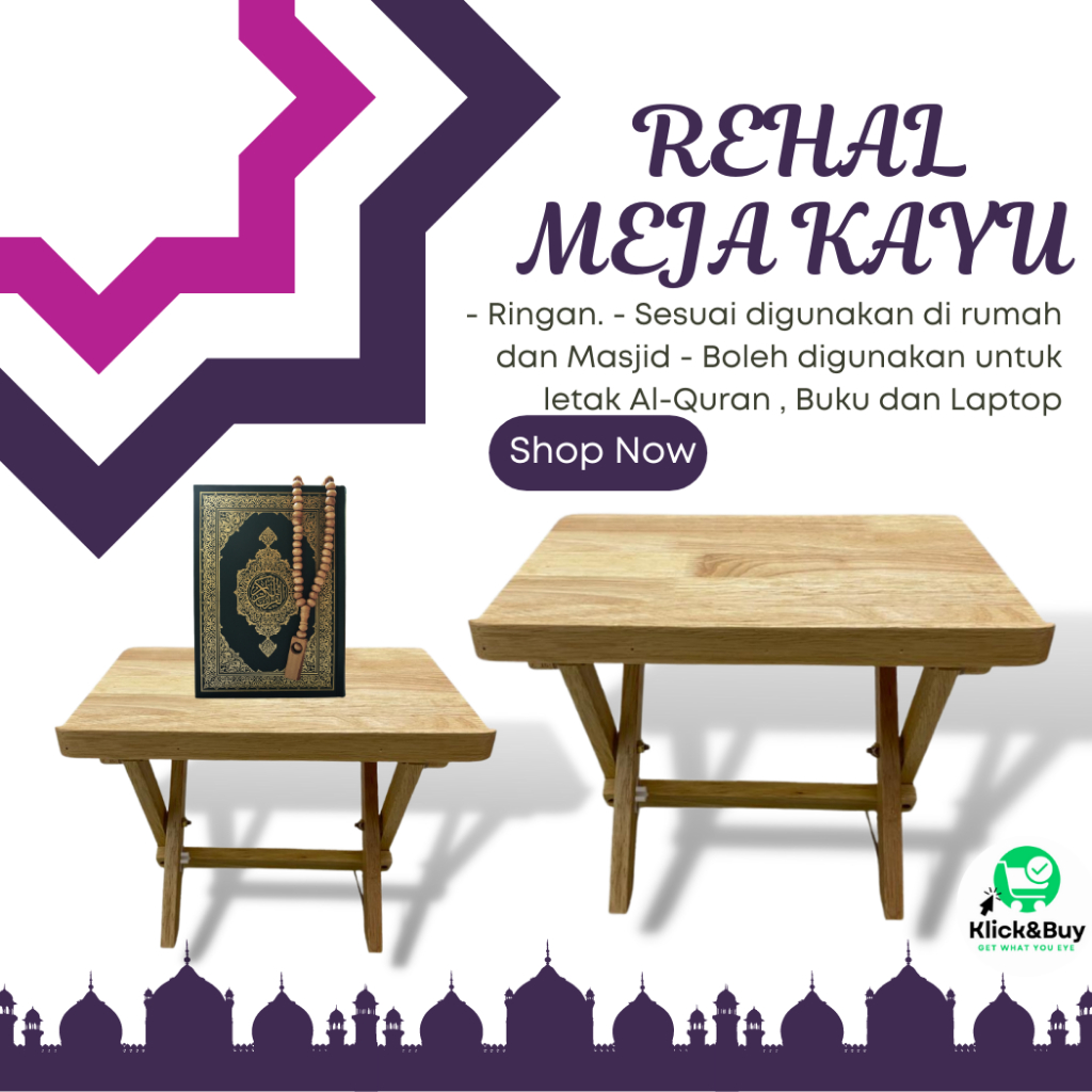 REHAL MEJA KAYU GETAH (Big/Small) Rehal Meja Duduk Al-Quran Muqaddam ...