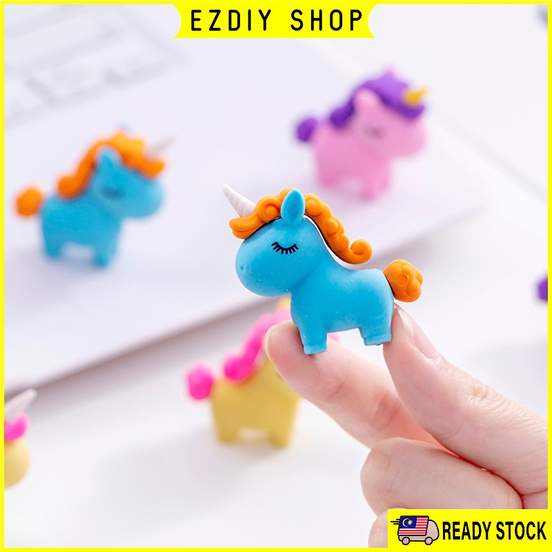 Student Pemadam Unicorn Mini Eraser PVC Rubber Erase Tools Stationery ...