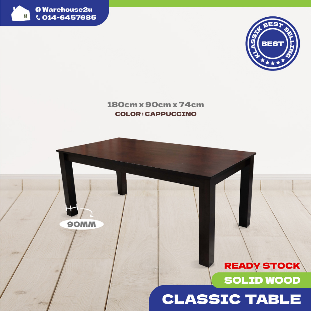 FULLY SOLID Wooden Dining Table 3’X6’ / Solid MeJa Makan 3’X6’ | Shopee ...