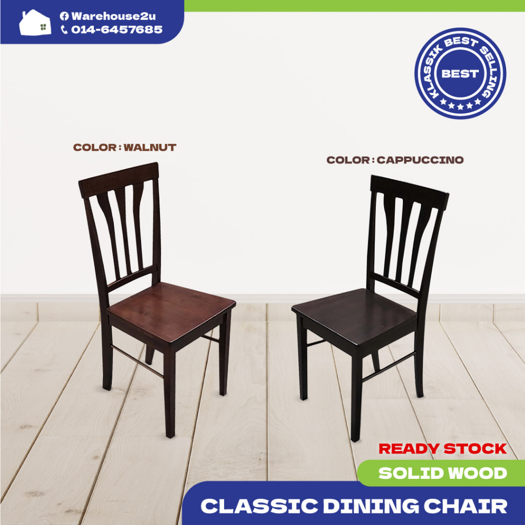 2 PCS Pattern 01 CLASSIC STYLE SOLID WOODEN CHAIR - KERUSI KLASIK 100% ...
