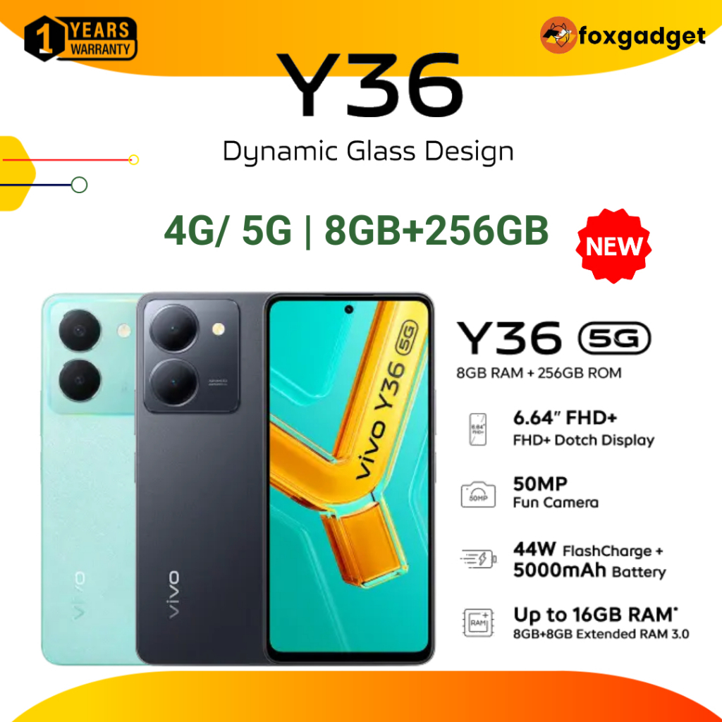 Vivo Y36 4G / Y36 5G (8GB RAM +256GB ROM) | 44W FlashCharge | 5000 mAh ...