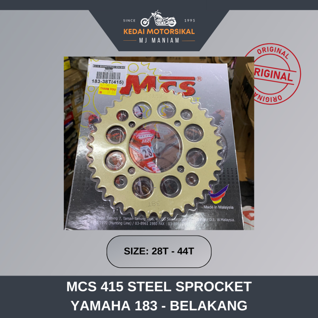 MCS 415 STEEL SPROCKET YAMAHA 183 28T - 36T SPROCKET BELAKANG 100% ...
