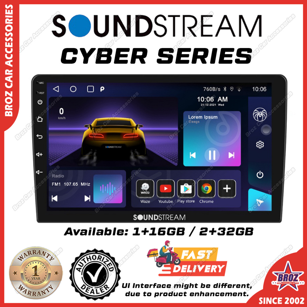 SOUNDSTREAM CYBER Android 12 Android Player Kereta Car Big Screen ...