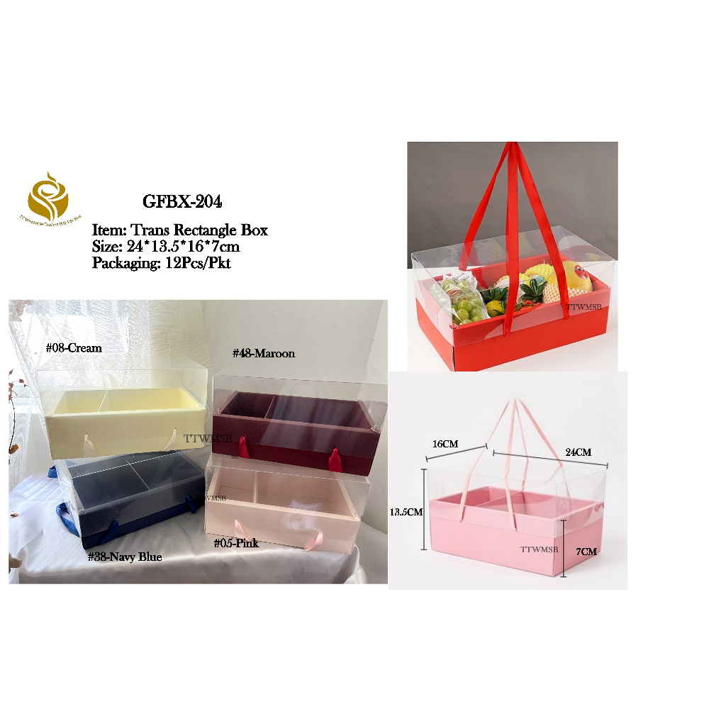 Foldable Rec Transparent Gift Box For Flower Arrangement Fruit Souvenir ...