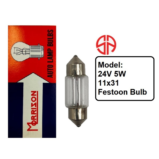 24V 5W 11x31 Festoon Bulb Roof lamp Interior SV8.5-8 Interior ...
