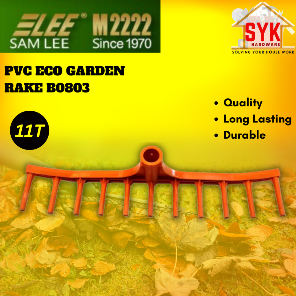 SYK Samlee B0803 Pvc Eco Garden Rake 11T Gardening Tools Kepala ...