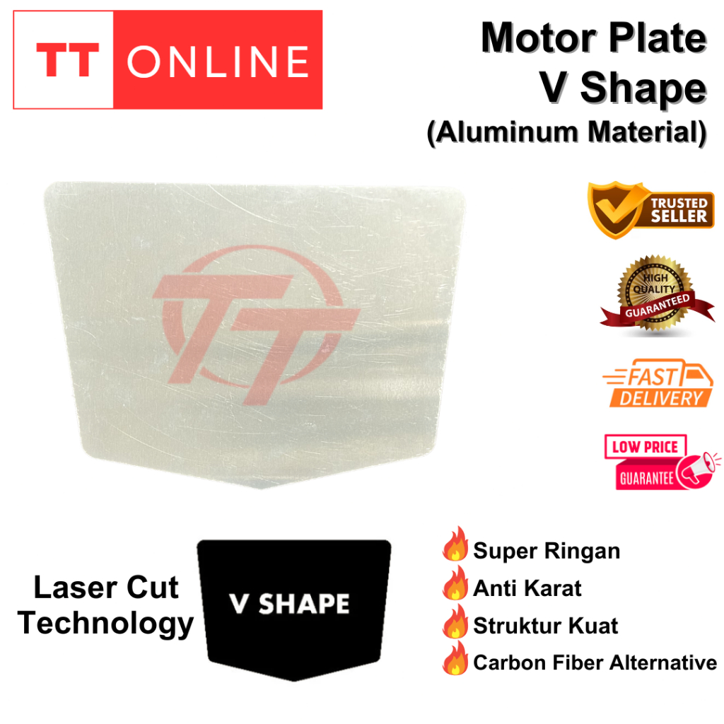 Papan Plate Motor Belakang V Shape (Aluminium Material, Laser Cut ...