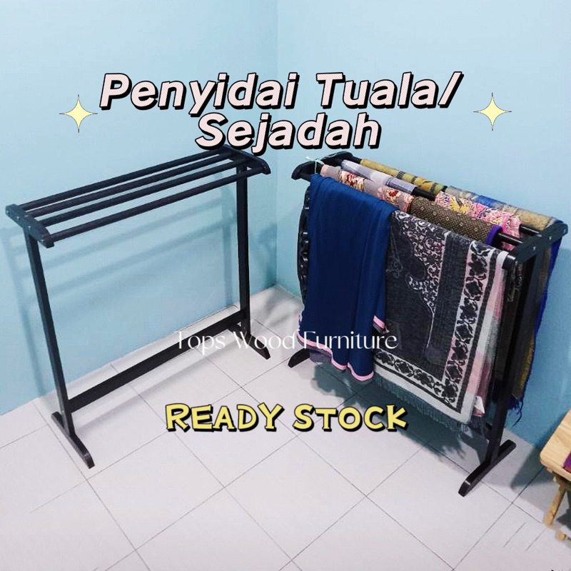 TWF Towel Rack Rubberwood / Rak penyidai Sejadah/rak kayu getah ...