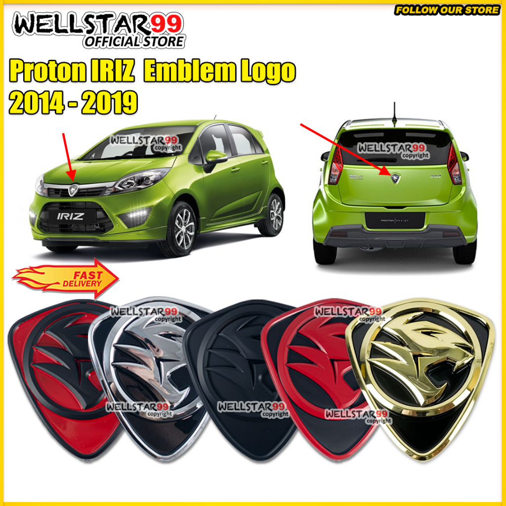 Proton Iriz 2014 to 2018 3D Logo Matte Black Red UK Logo Emblem Front ...