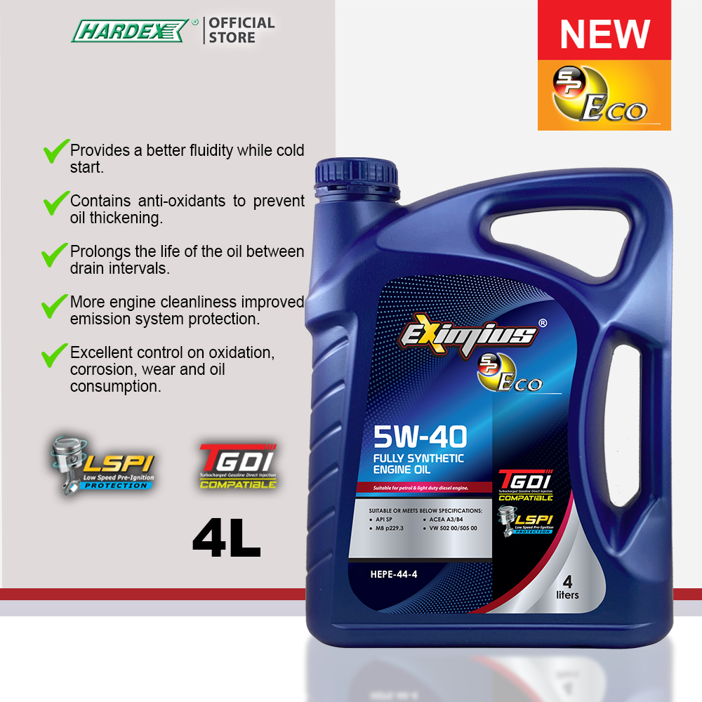 HARDEX Eximius SP Eco Fully Synthetic Engine Oil SAE 5W-40 (1L/4L) HEPE ...