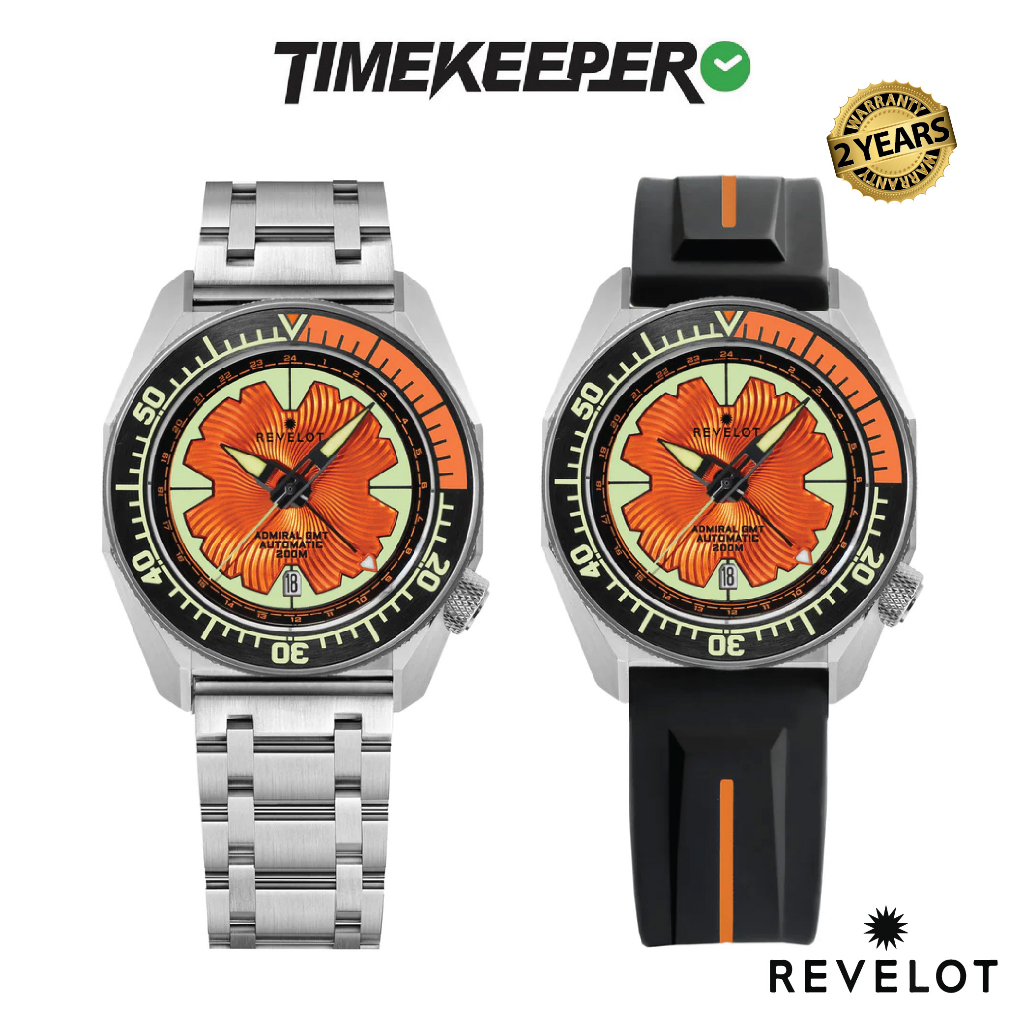 Revelot R10 Admiral GMT Molten Steel Watch - 2 Years Warranty | Shopee ...