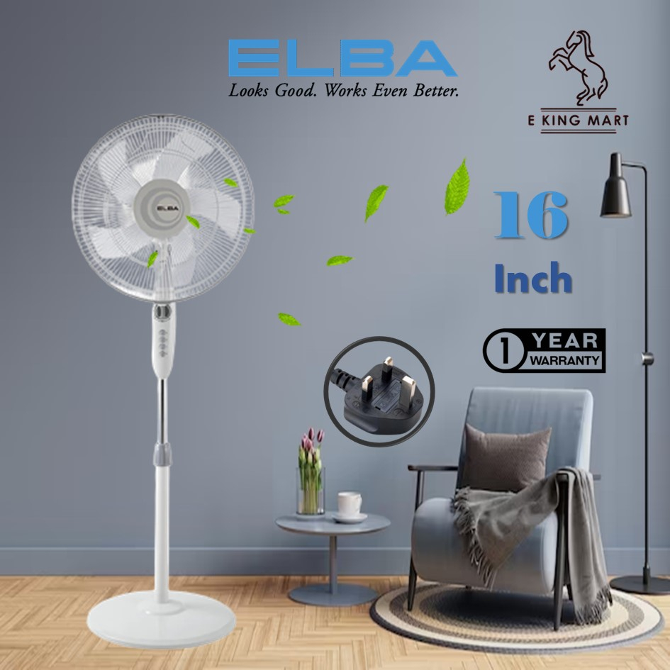 ELBA Stand Fan 16" 16 inch Floor Fan ESF-E1639(GR) ESF-J1656(BK) 5 ...