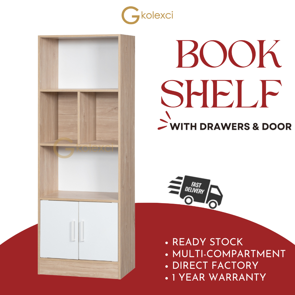 Gkolexci DIY - Rak Buku Almari Wooden Bookshelf Divider Cabinet ...