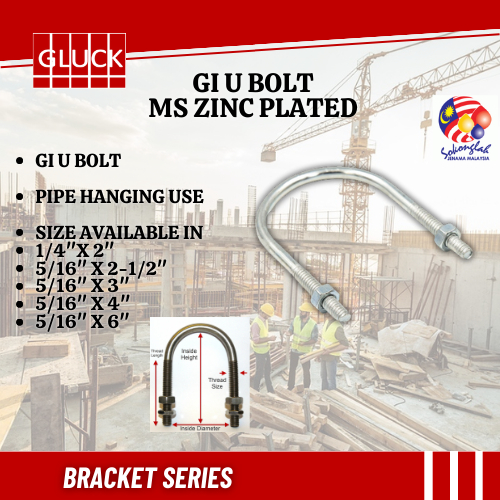 MS ZINC PLATED (GI U Bolt & Nut/ Besi U Dengan Nut/Besi Ikat Paip ...