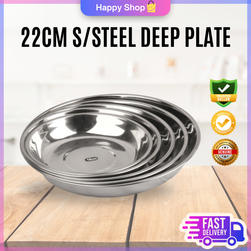 22cm Stainless Steel Deep Plate Mixing Plate Kitchen Preparation ...