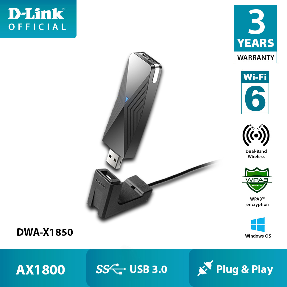 D-Link AX1800 Wi-Fi 6 (WIFI) USB Adapter DWA-X1850 | Shopee Malaysia