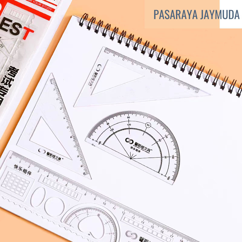 Geometry Ruler 4pcs Set Student Study Ruler Set Triangular Ruler ...
