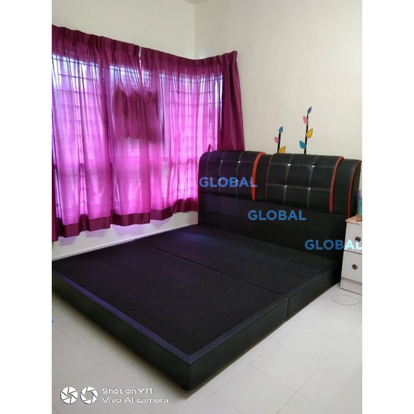 Harg aKilang Katil Kulit PVC Hitam Merak Divan Katil Single Super ...