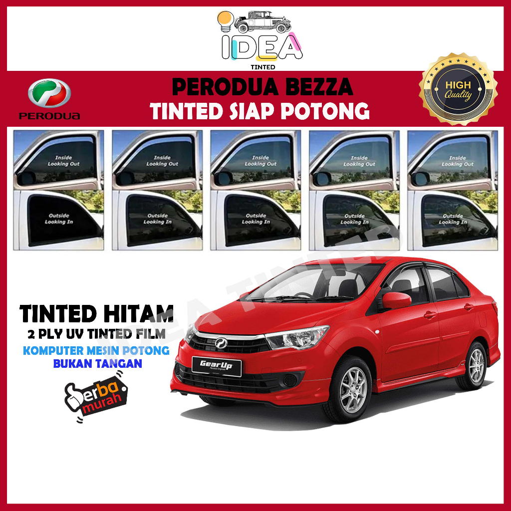Perodua BEZZA_Full Set_Tinted Kereta _2PLY UV Film_Hitam_Siap Potong ...