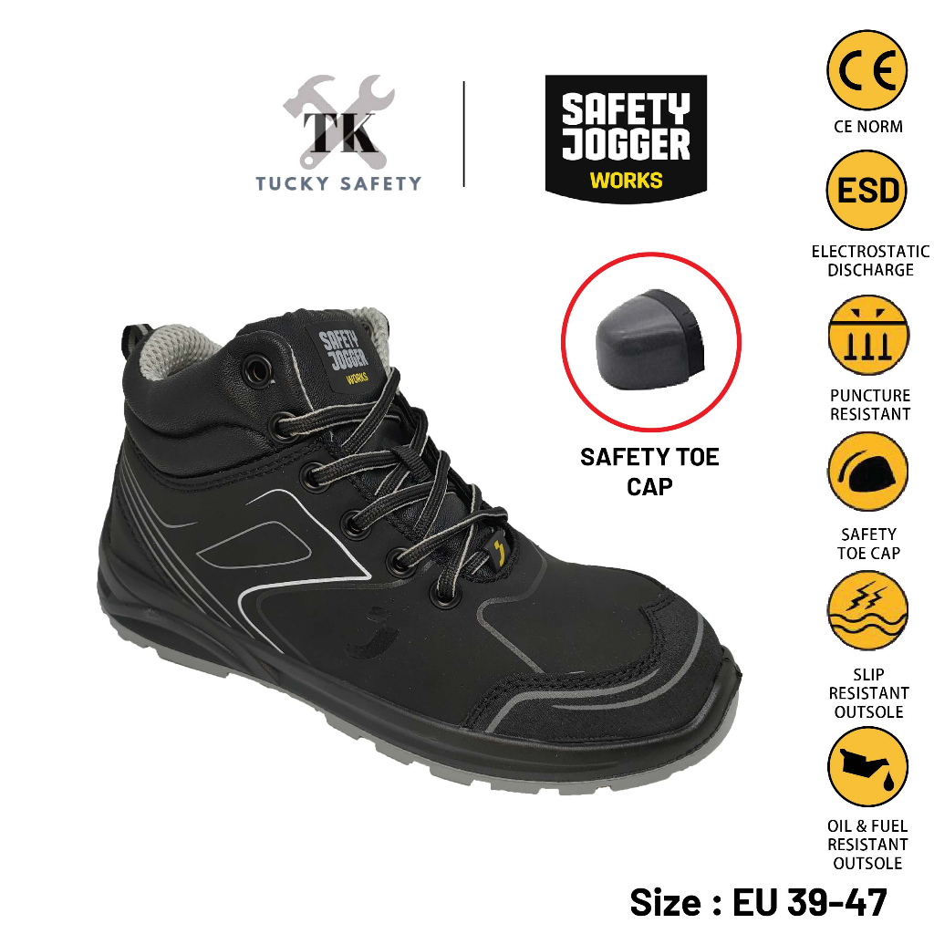[ SAFETY JOGGER ] CADOR S3 MID S3 ESD SRC Sporty, mid-cut ESD safety shoe with a steel toe cap ...