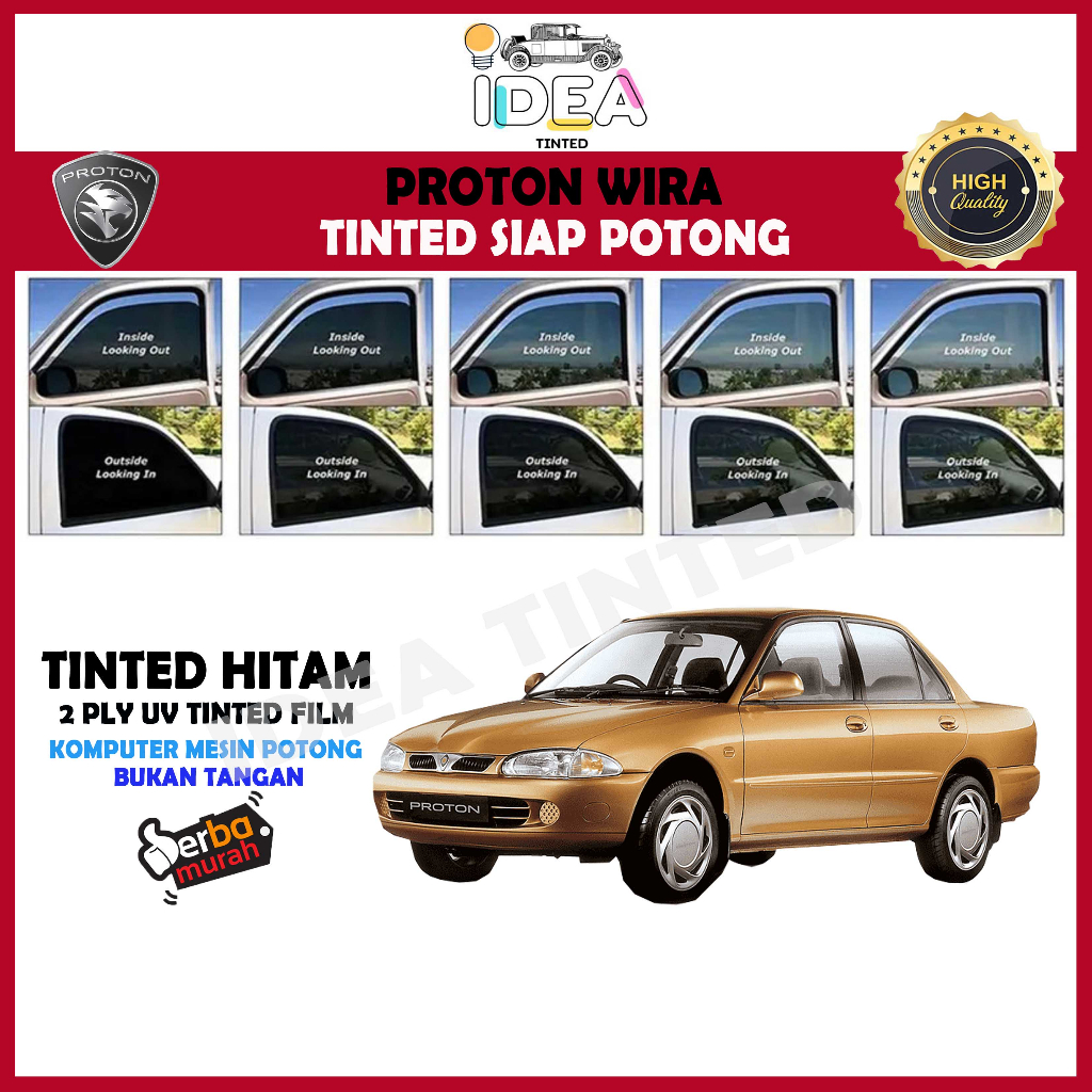Proton Wira_Full Set_Tinted Kereta _2PLY UV Film_Hitam_Siap Potong ...
