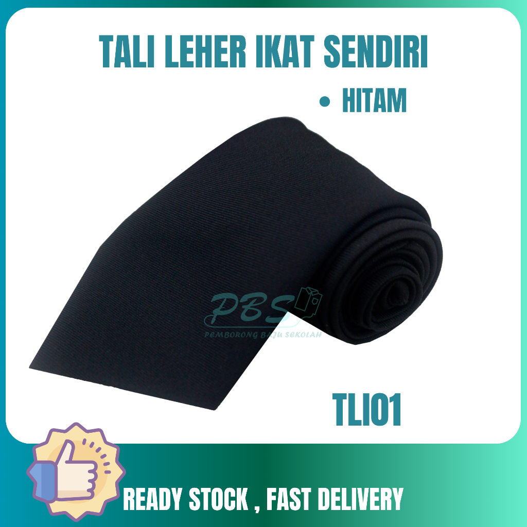 TIE DEWASA HITAM / TALI LEHER PENGAWAS SEKOLAH MENENGAH JENIS IKAT ...