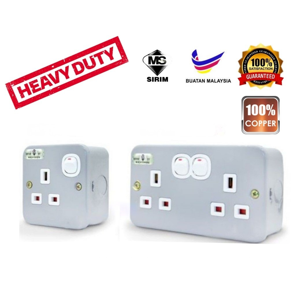 (SIRIM) 13AMP Metal Socket 13A Metal Clad Switched Socket BESI DOUBLE ...