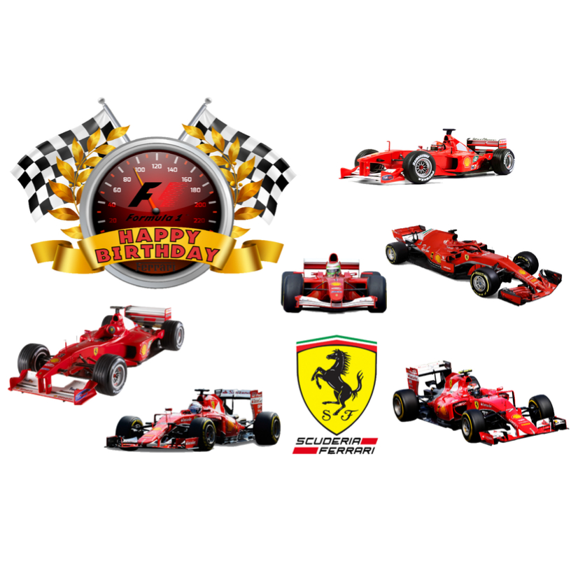 F1 Car Racing Happy Birthday Decoration Set Cake Topper for Birthday ...