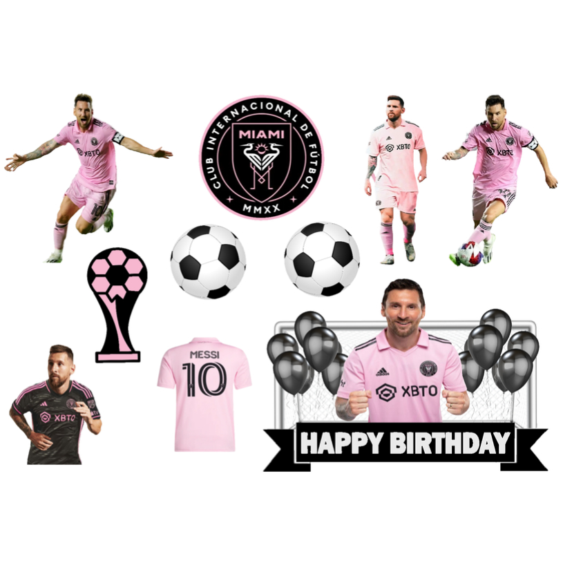 Messi Inter Miami Happy Birthday Decoration Set Cake Topper for ...