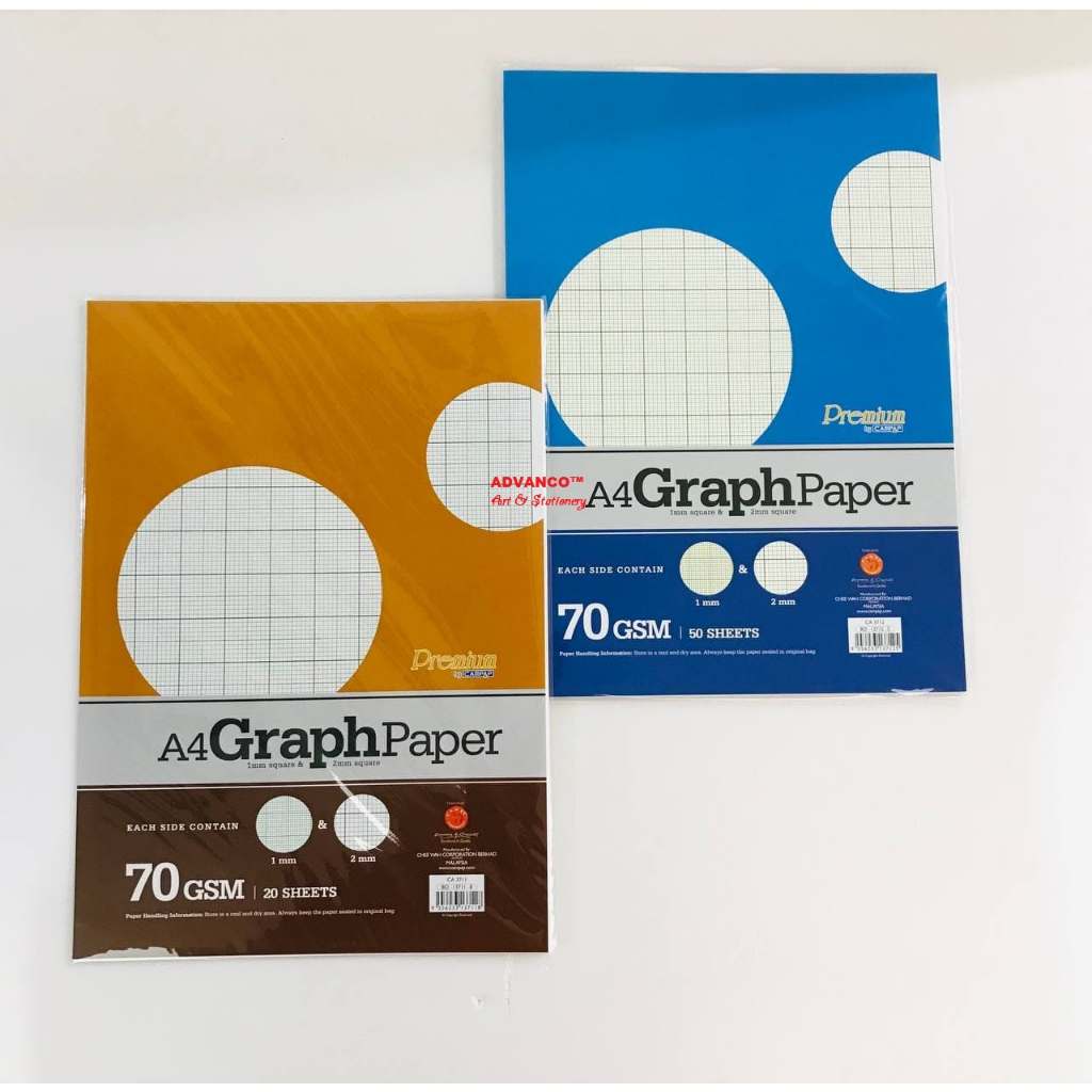 CAMPAP A4 GRAPH PAPER (2MM & 1MM SQUARE) 70GSM (AVAILABLE IN 20'S & 50 ...