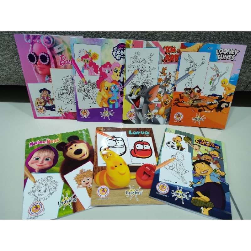 ★ReadyStock★Small Colouring Book 便携式填色本 Kids Favourite Cartoon Larva ...